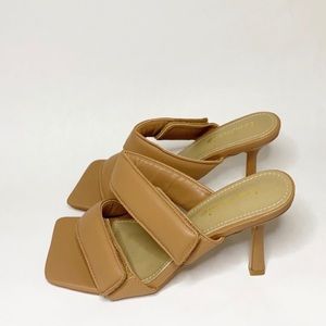 Shoes | Square Front Open Toe Velcro Strap Heel | Poshmark